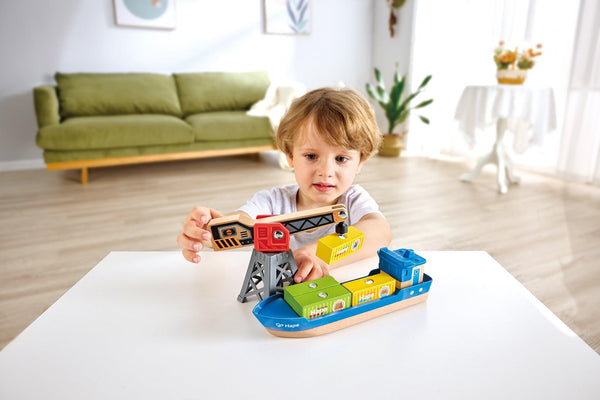 Hape Cargo Ship & Crane | Hopscotch Children's Store
