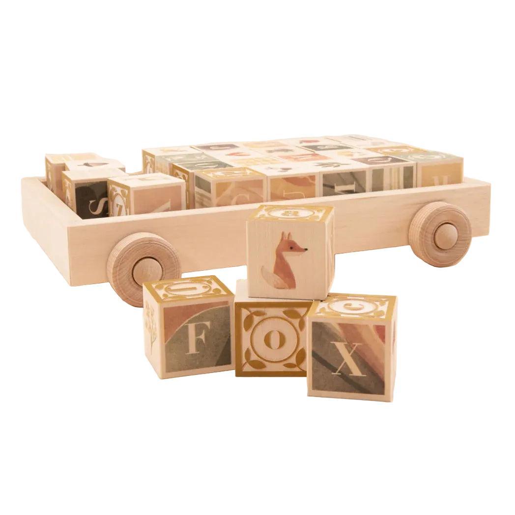 Uncle Goose Watercolor Blocks w/ Wagon | Hopscotch Children's Store